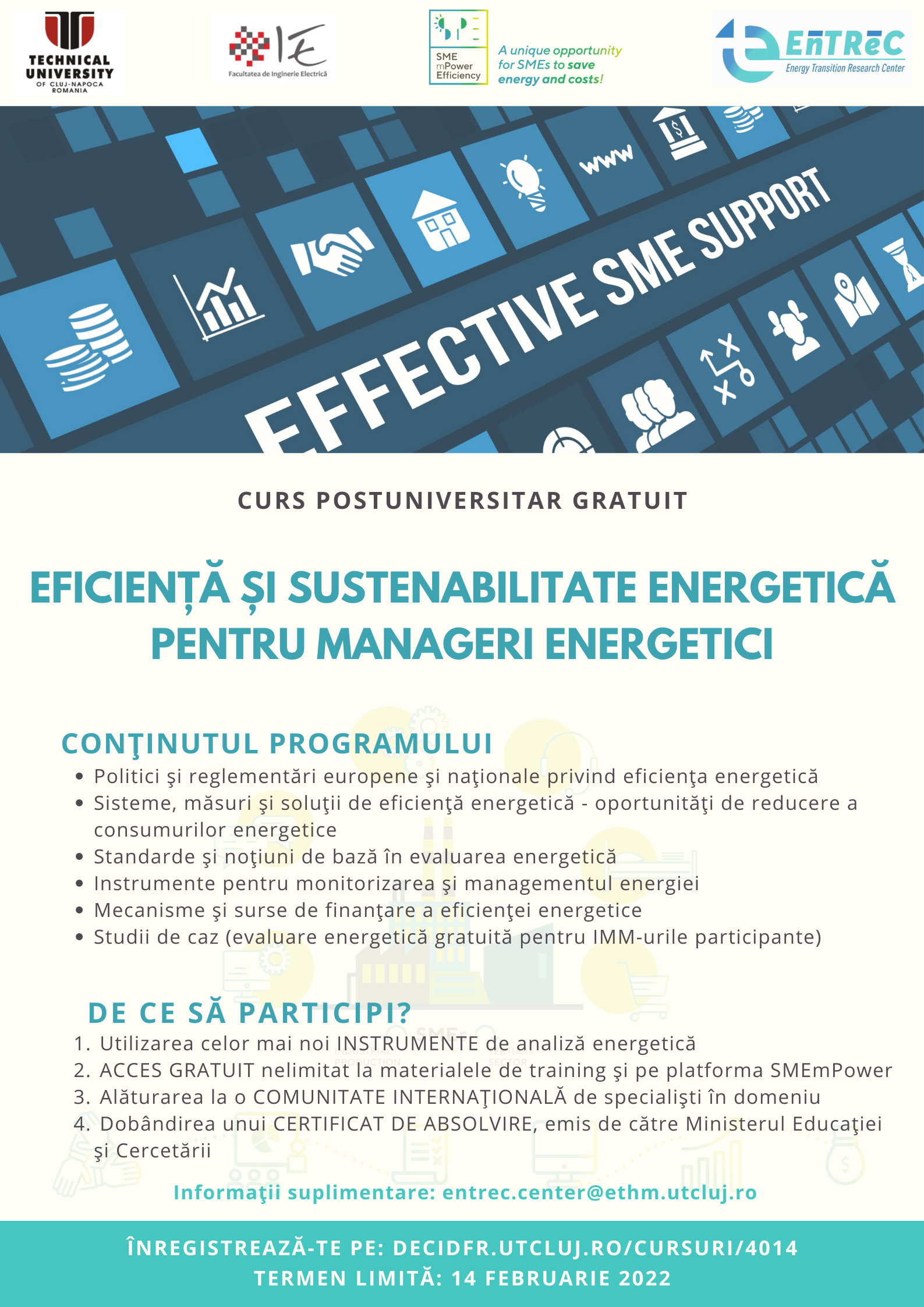 Eficiență și sustenabilitate energetică pentru manageri energetici - Curs postuniversitar ...